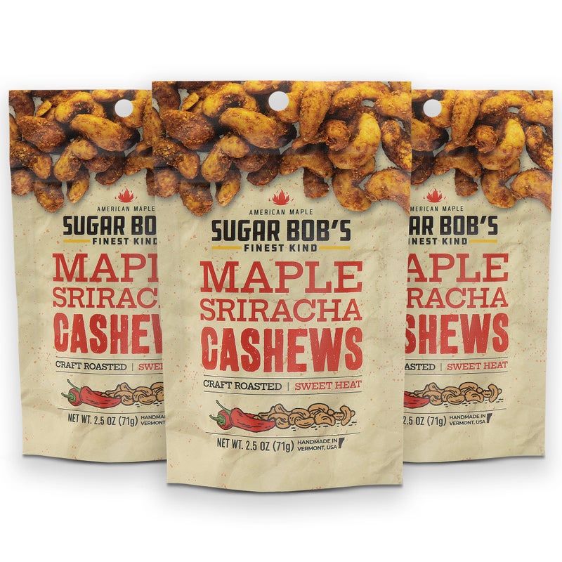 Vermont Maple Sriracha Cashews Snack Bag | Sugar Bobs – Sugar Bob's ...